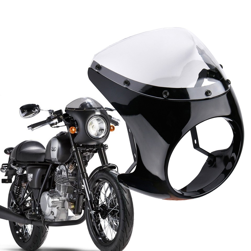 Universal Black Motorcycle 7" Headlight Windshield Fairing Windcreen | eBay