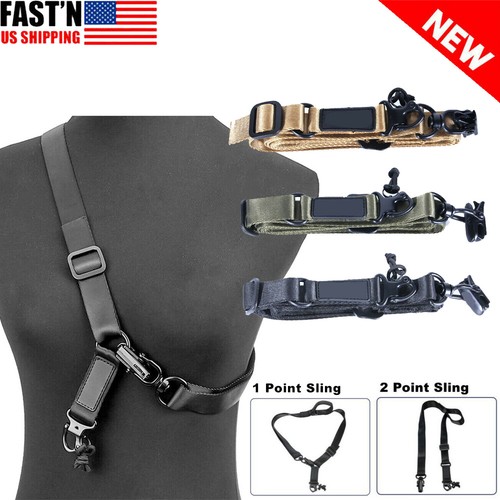 Tactical One1or 2 Single Point Sling Strap Bungee Rifle Gun Sling with ...