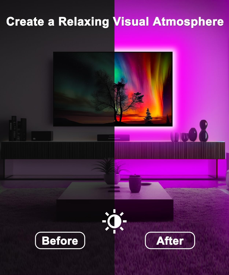 TV Back Light, 13.1Ft Led Lights for TV for 45-60 Inch TV Behind, RGB ...