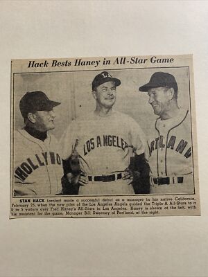 Stan Hack Fred Haney Bill Sweeney Pacific 1951 Sporting News Baseball ...