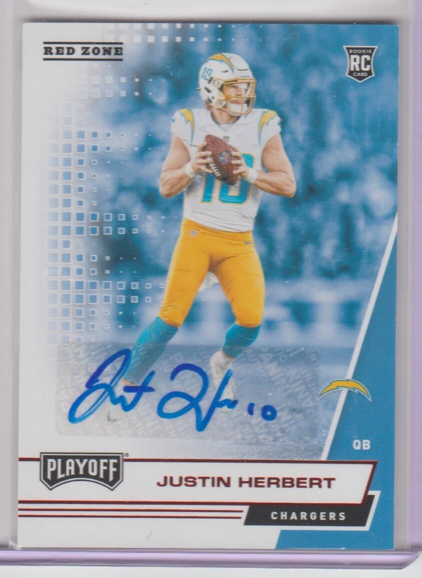 JUSTIN HERBERT 2020 Panini Playoff ROOKIE AUTO RC #203 RED ZONE ...