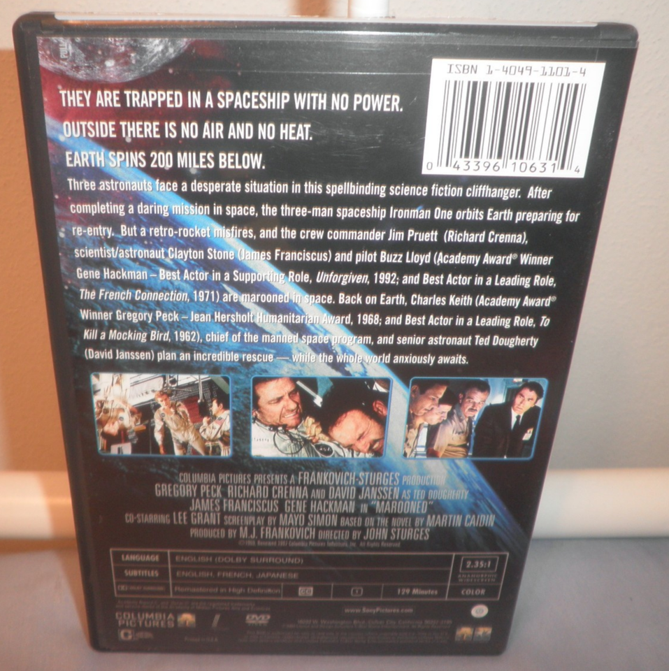 Marooned (DVD, 1969) Gene Hackman Gregory Peck-Free Shipping | eBay