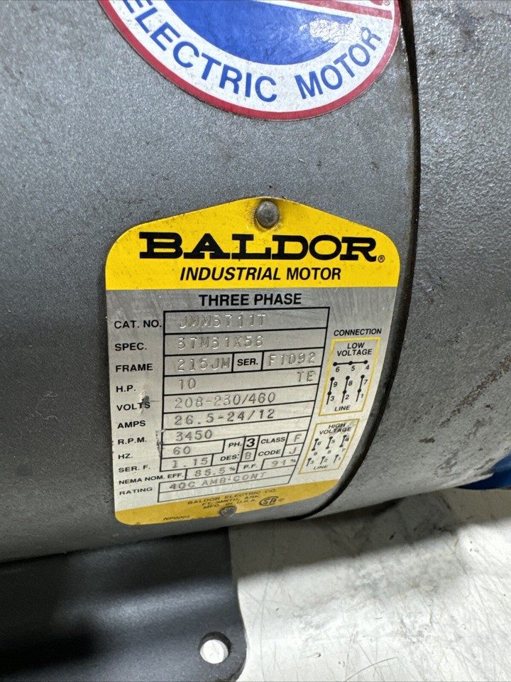 Goulds Pump Model SST 4ST51135 Centrifugal Pump w/Baldor 10HP Motor 208 ...