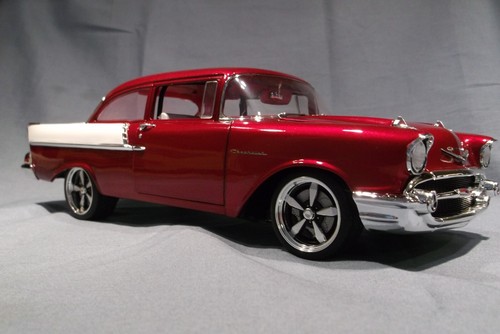 1957 CHEV RESTOMOD 72 MADE CANDY APPLE RED WHITE 1:18 ACME NICECAR ...