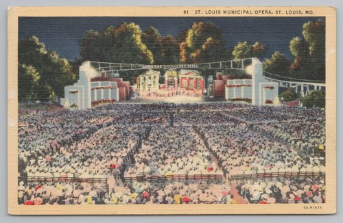 St Louis Missouri~St Louis Municipal Opera @ Night~Full Crowd~Linen ...