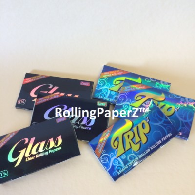 6 Packs Clear Rolling Papers 1 1/4 Size (3) TRIP and (3) GLASS 50 ...