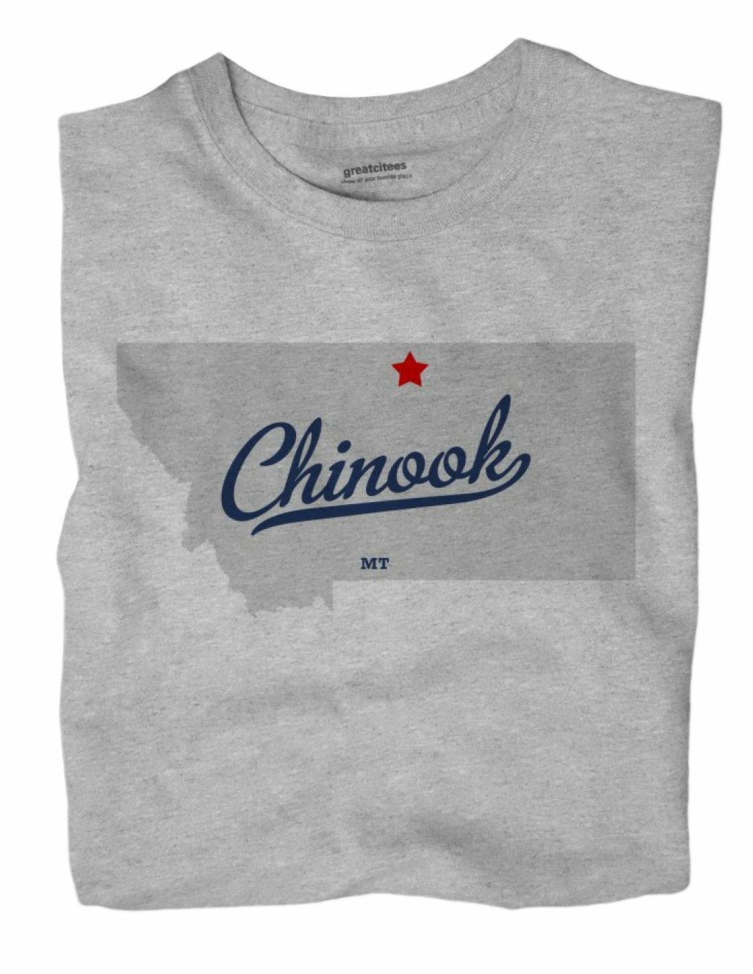 Chinook Montana MT Mont T-Shirt MAP | eBay