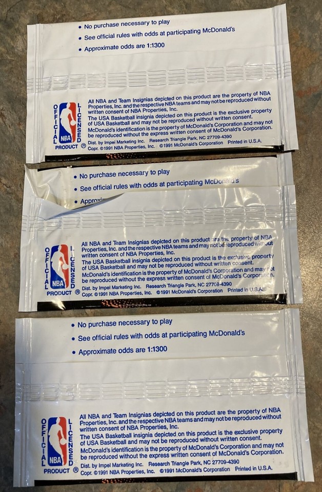 1992 McDonald's NBA Hoops Superstar Set 3 Packs Basketball Cards ...