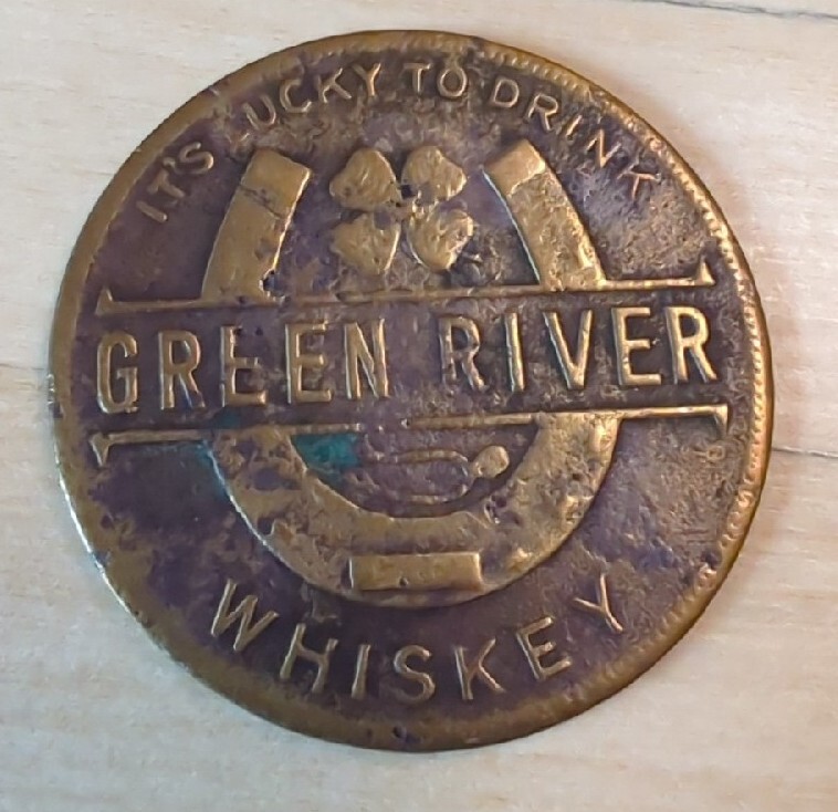 Vintage Green River Whiskey Coin Token Lucky Brass Original Patina | eBay