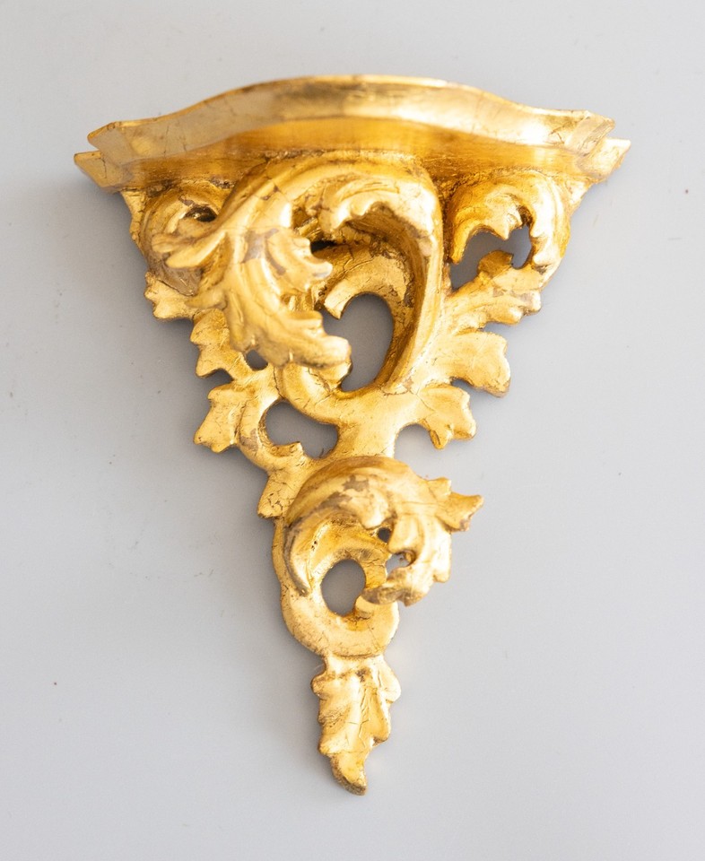 Pair Vintage Rococo Italian Florentine Gold Gilt Wood Wall Brackets ...