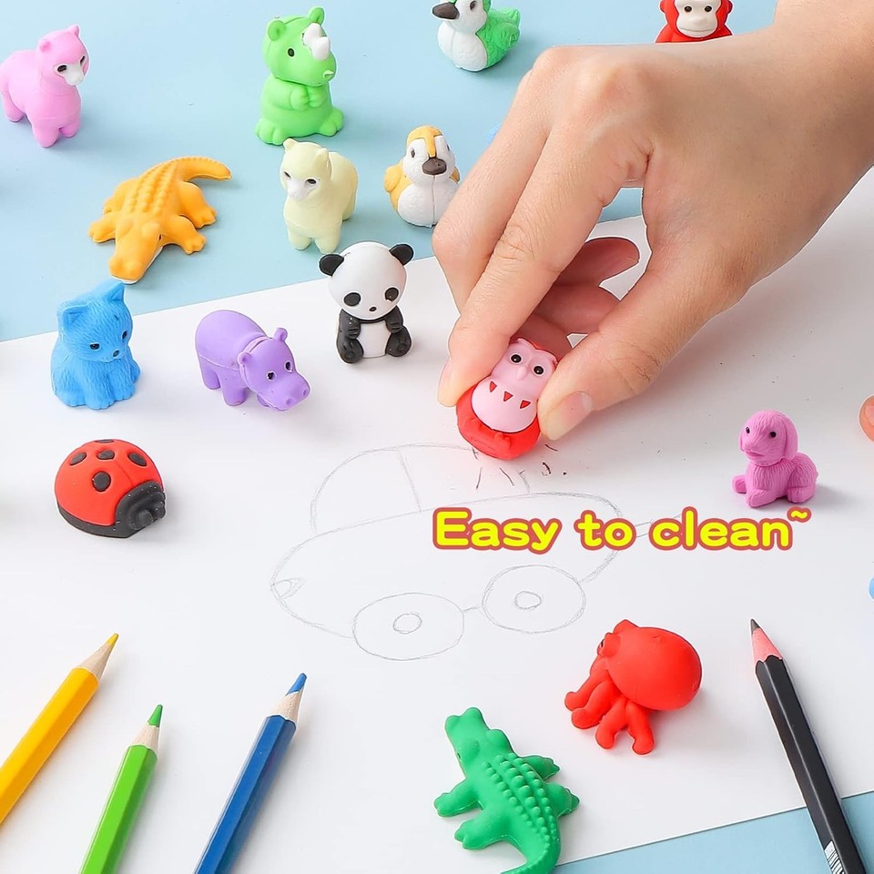 40Pcs Animal Erasers Desk Pets for Kids Assembled Eraser 3D Puzzle ...