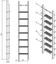 DIYHD Unfinished Pine Wood Sliding Library Ladder with Metal Step ...