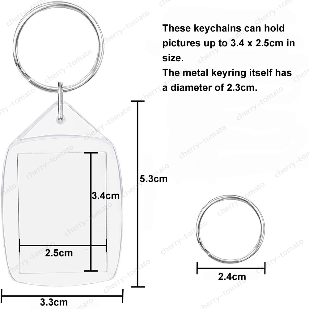 120pcs Clear Acrylic Blank Keyring Photo Insert Frame Keyrings DIY Key ...