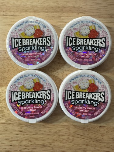 Ice Breakers 4 Pack Sparkling Raspberry Lemon Seltzer Sugar Free Mints ...