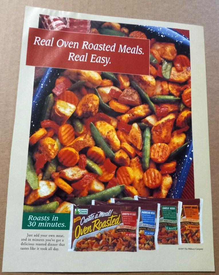 1998 print ad page -Jolly Green Giant Create a Meal vegetable dinner ...