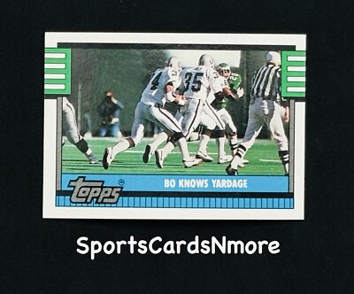 Bo Jackson 1990 Topps #522 Bo Knows Yardage Los Angeles Raiders Insert ...