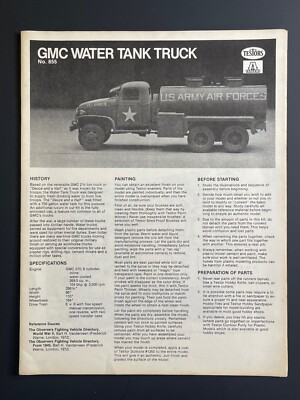 Testors Models - GMC Water Tank Truck - Original Model Kit Instruction ...