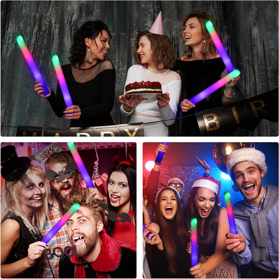 36 Pcs LED Foam Glow Sticks Colorful Flashing Glow Batons Party Wedding ...