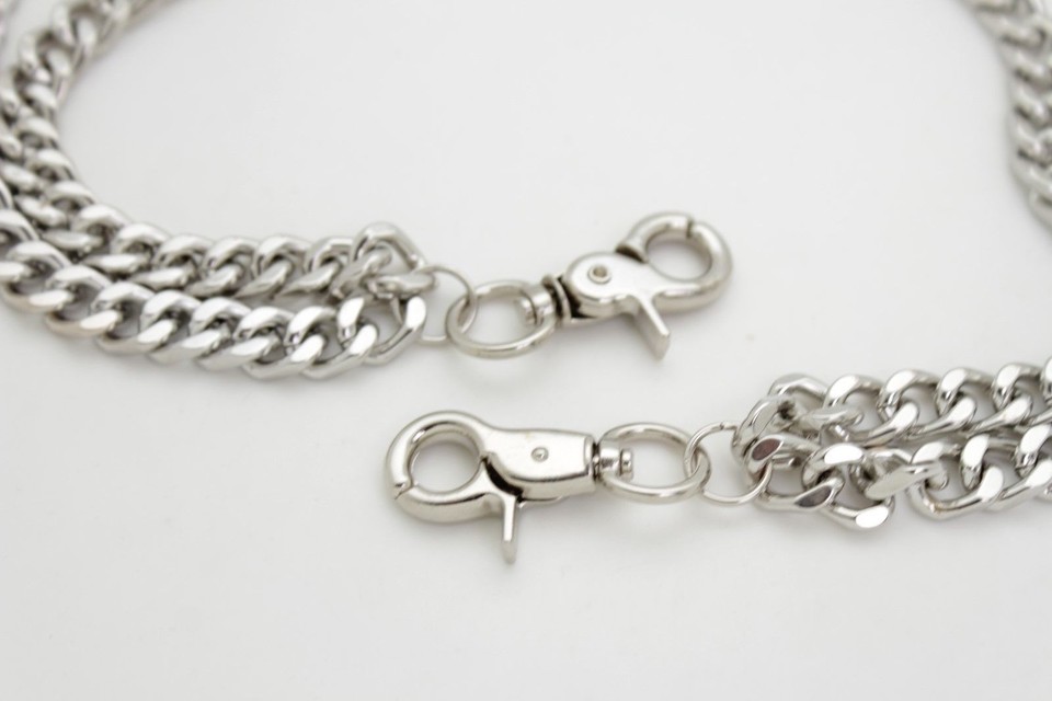 New Men Women Silver Metal Long Wallet Chunky Chains Thick Biker Jean 2 ...