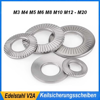 Schnorrscheiben Keilsicherungsscheiben Anti Rutsch Edelstahl V2A M3 M4 ...