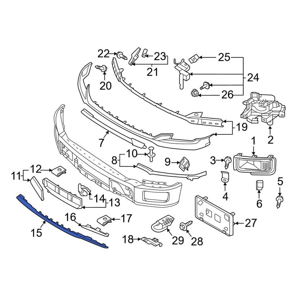 For Ford F-150 2024-2025 Ford RL3Z8419AA Front Lower Center Bumper Trim ...