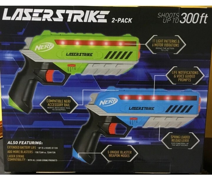 NERF 2 Player Laser Tag Set Laser Strike 2 BLASTER GUN-Pack, 300 ft. RANGE