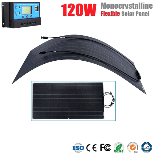 120W 12V Flexible Solar Panel Caravan Battery Mono Charging 30A Solar ...
