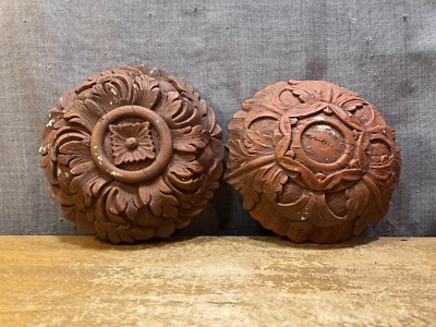 Vintage Wood Architectural Roundel Pair of 2 Wall Hanging Circular ...
