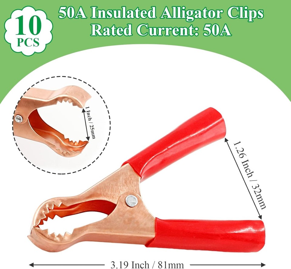 10Pcs 50A Insulated Alligator Clips Electrical Heavy Duty 50A, Black | eBay