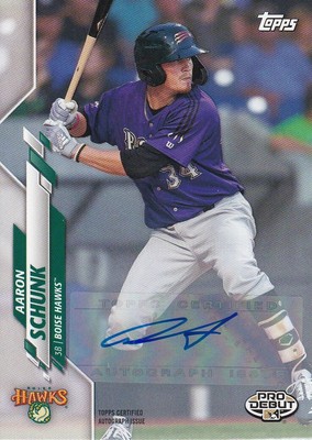 Aaron Schunk 2020 Topps Pro Debut Autograph Card Rockies MLB Debut 6/29 ...