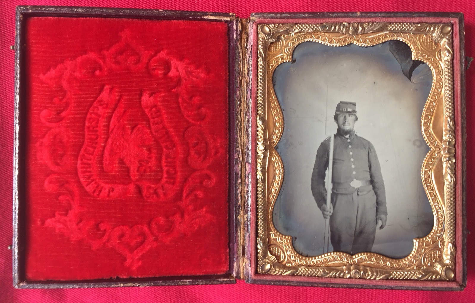 1/4 plate Union Ambrotype Of Armed Soldier Standing | eBay