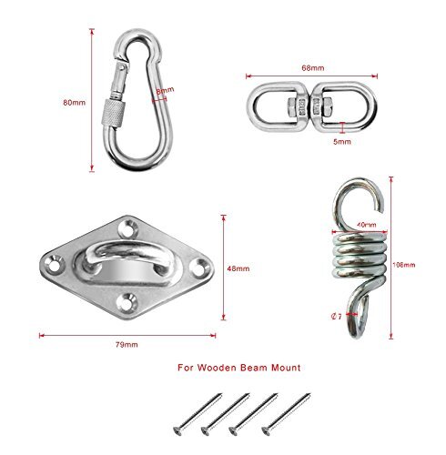 Hammock Hanging Kit Swivel Hook Stainless Steel 600lb Capacity For ...