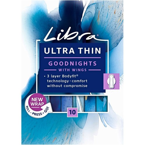 LIBRA INVISIBLE EXTRA LONG 10 INVIS PK10 MAXIMUM PROTECTION WINGS PADS ...