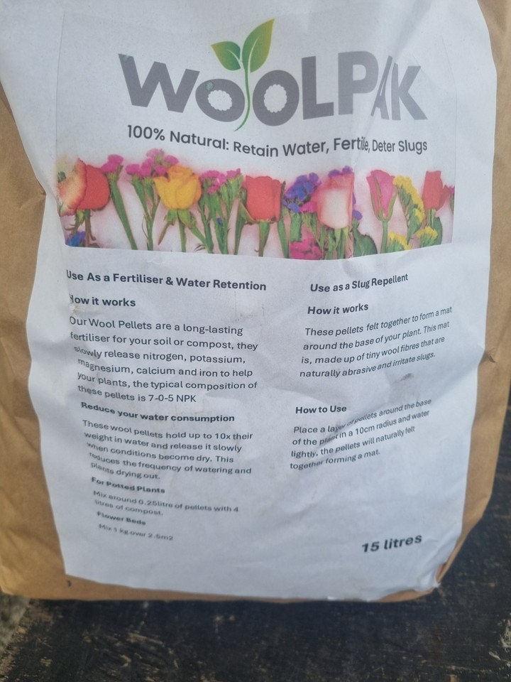 WOOLPAK 5 litre Wool Pellets, Water Retention, Fertiliser, Slug ...