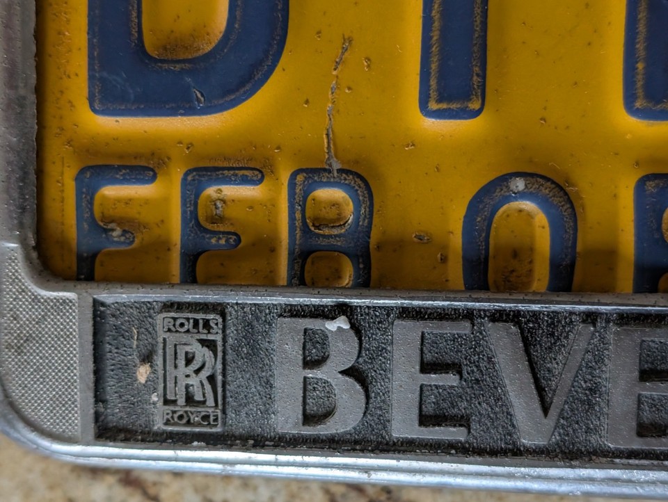 RARE 1980's Rolls Royce Beverly Hills Ca. License Plate Frame & Housing ...