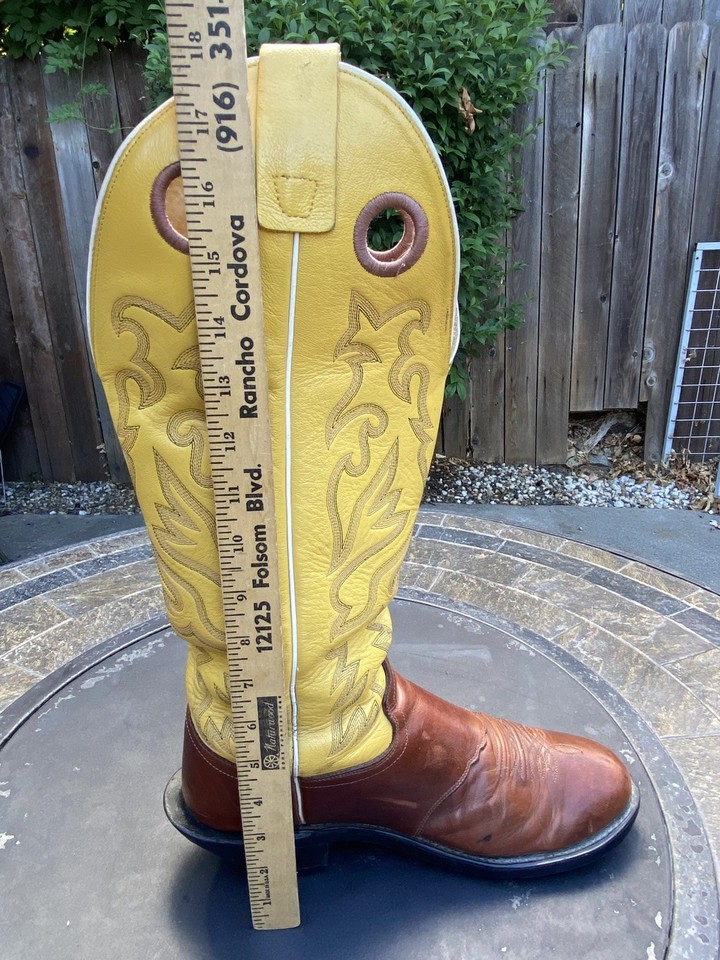 Old West Tall Buckaroo Leather Western Cowboy Boots Men's Size 10 D | eBay