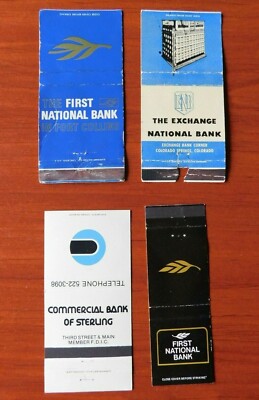 4 Colorado Bank Matchbook covers- First National, Commercial, Exchange ...