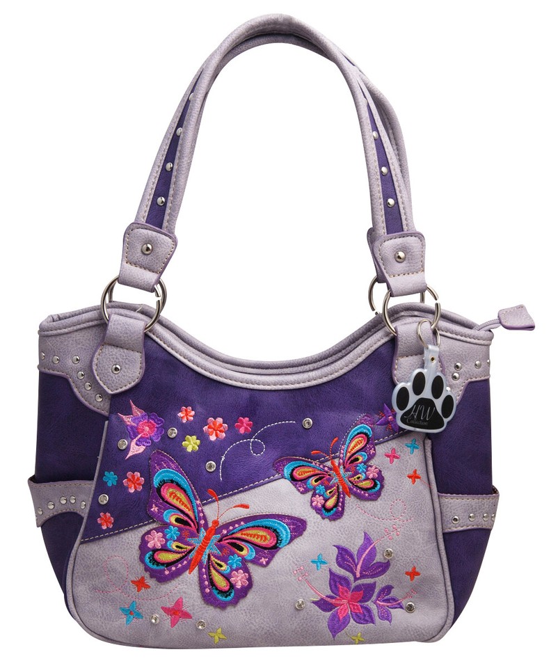 Butterfly Purse Western Handbag Embroidered Concealed Carry Bag Tote ...
