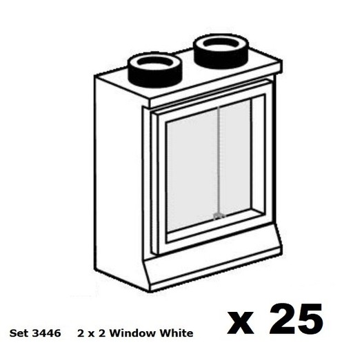 LEGO 7026 3446 Bulk Lot of 25x White 1x2x2 Windows Fixed Glass NEW ...