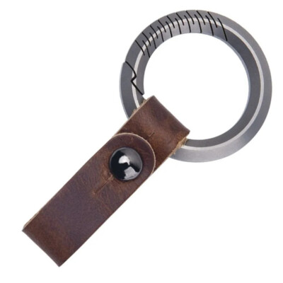 Titanium Alloy Leather Keychain Portable Removable Key Ring pendant EDC ...