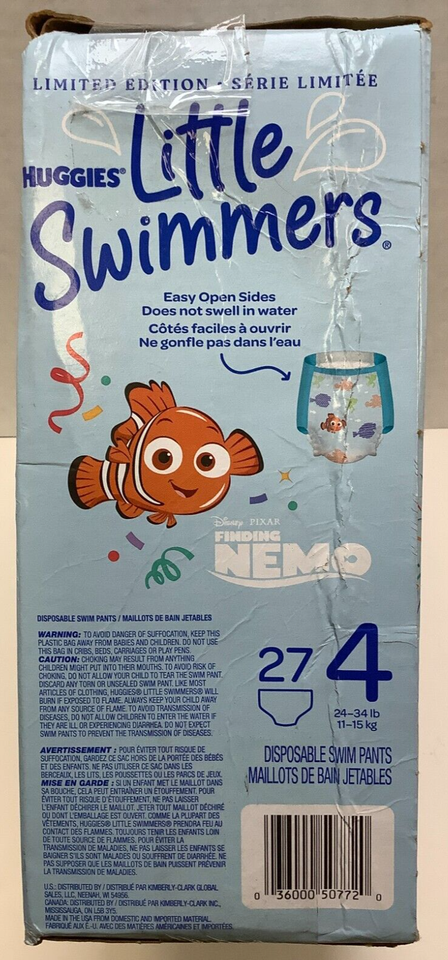 Huggies Little Swimmers Disposable Swim Diapers, Nemo, SIZE 4 (24-34 ...