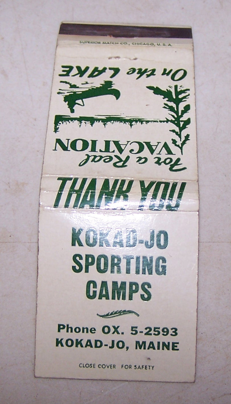 Vintage KOKAD JO SPORTIN CAMPS Matchbook Cover KOKAD JO MAINE | eBay