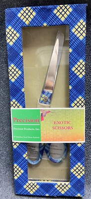 NEW! Precision Products 8" Stainless Steel Blue Plaid Exotic Scissors ...