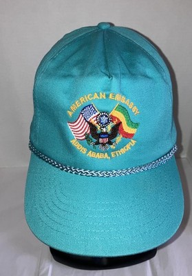 American Embassy Addis Ababa Ethiopia Vintage Teal Rope SnapBack Hat | eBay