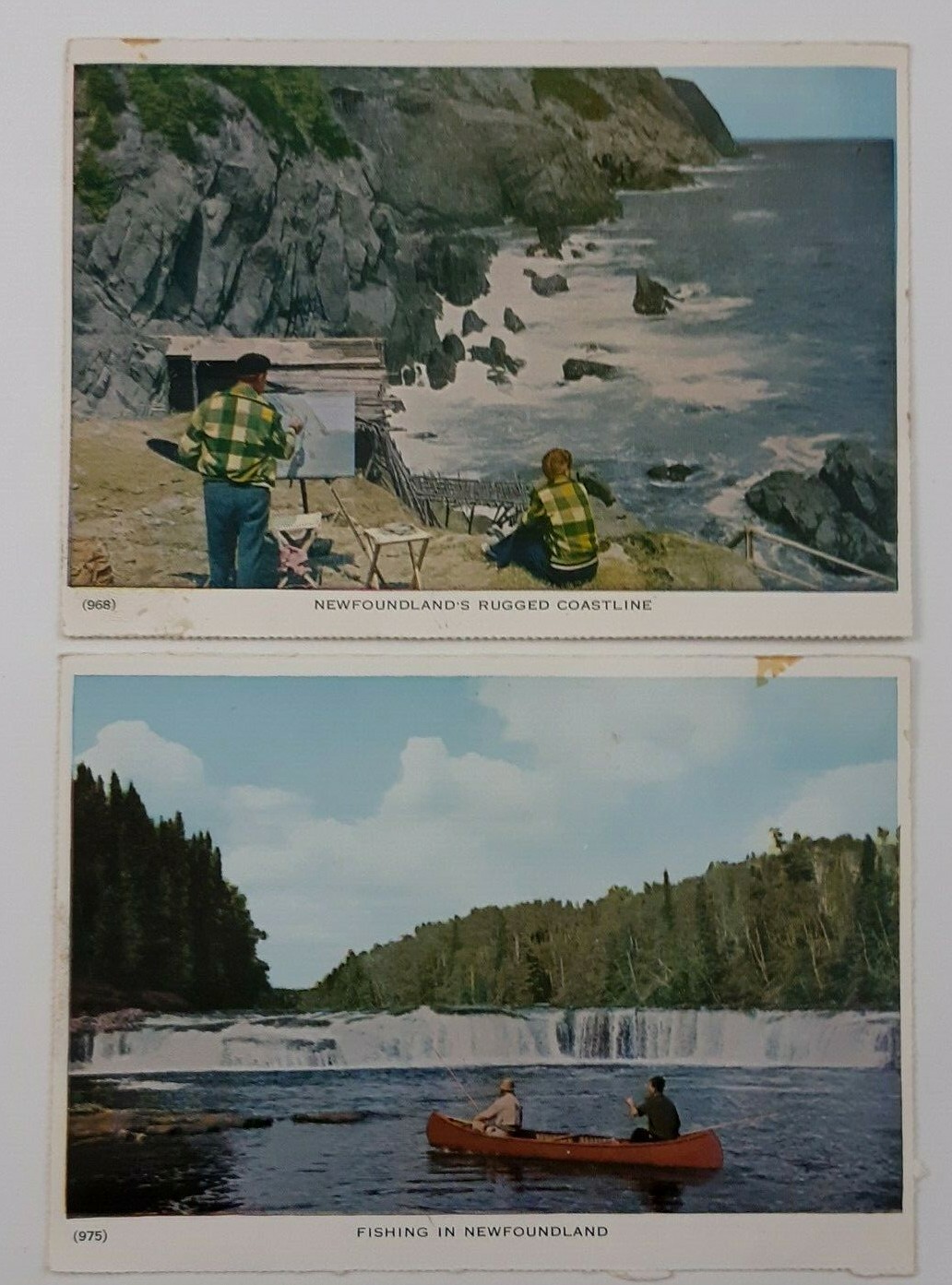 Newfoundland Canada Lot of 2 Postcards Fishing Canoe Waterfalls and ...