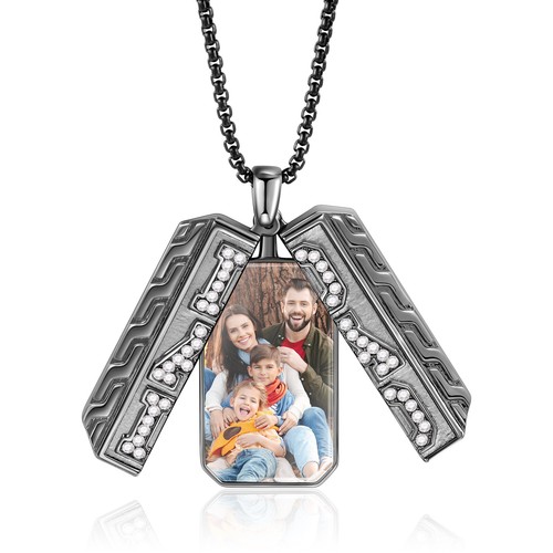 Personalize DAD Necklace Custom Photo Locket Pendant Men Father ...