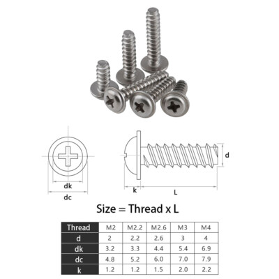 M2 - M4 Flanged Tappers Self Tapping Screws A2 Stainless Steel Truss ...