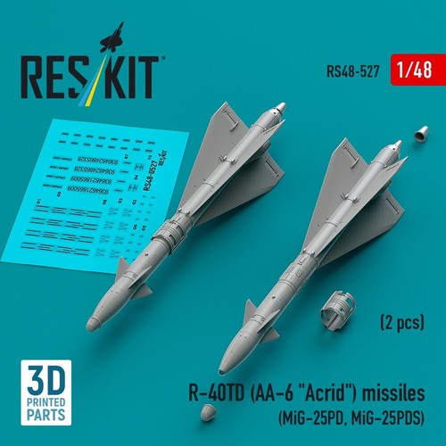 R-40TD (AA-6 "Acrid") missiles (2 pcs) (3D printed) 1/48 ResKit RS48 ...