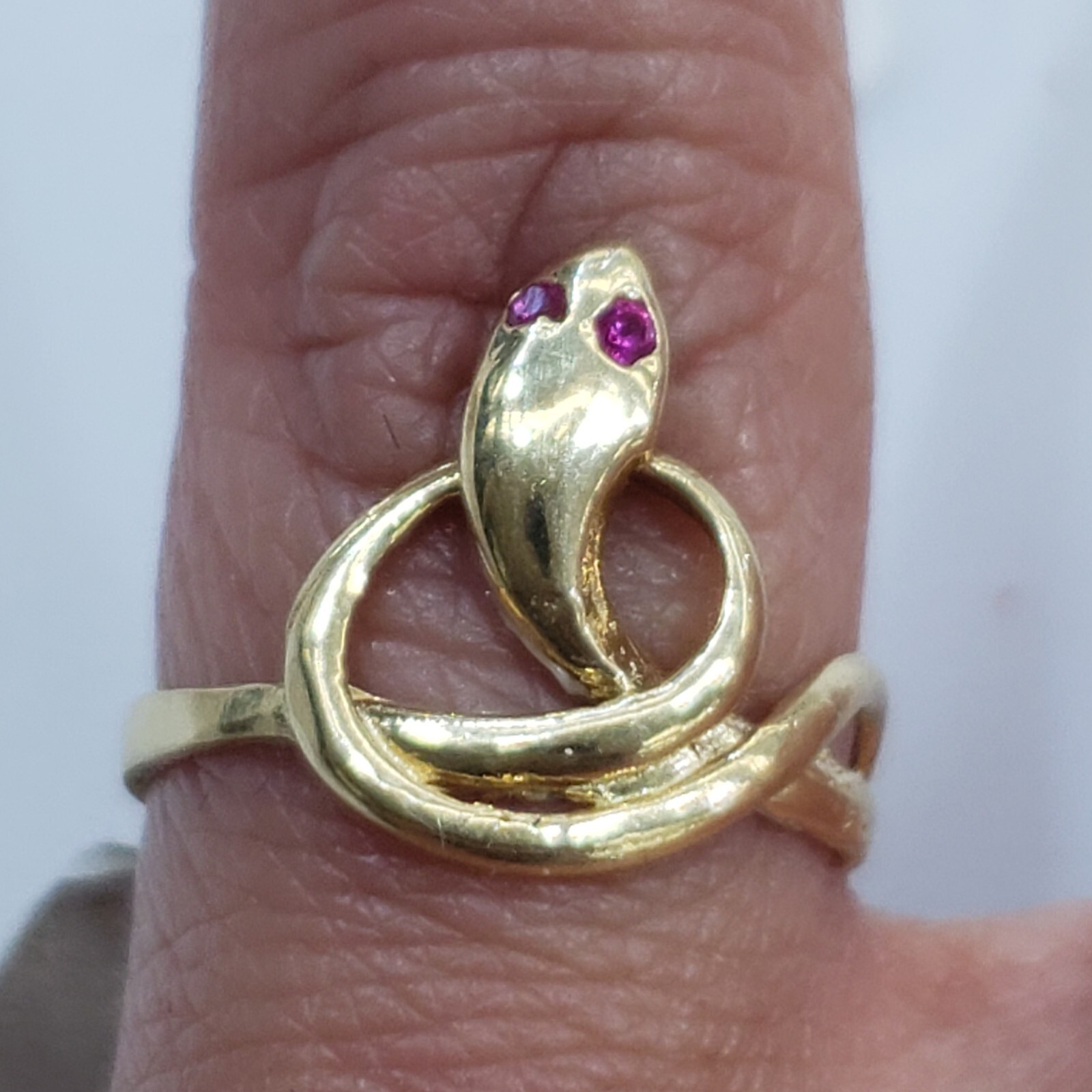14k yellow gold diamiond cut snake Ring Size 5 6 7.5 8 9 red eye | eBay