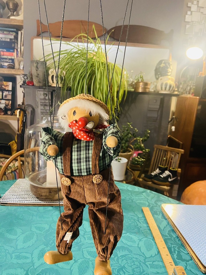 Vintage 60s Grove International Painted Clown String Marionette Puppet ...